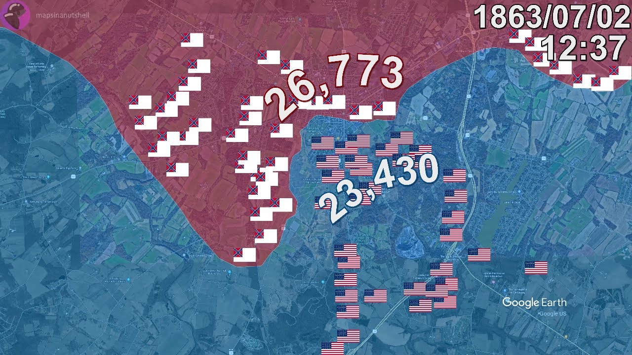 The battle of Gettysburg recreated in Google Earth