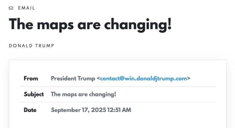 "The Maps Are Changing!"— Trump Fundraises Off Redistricting