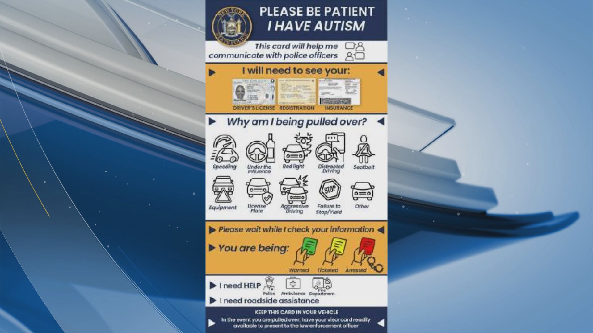State Police announce Autism Awareness - Visor Card Program