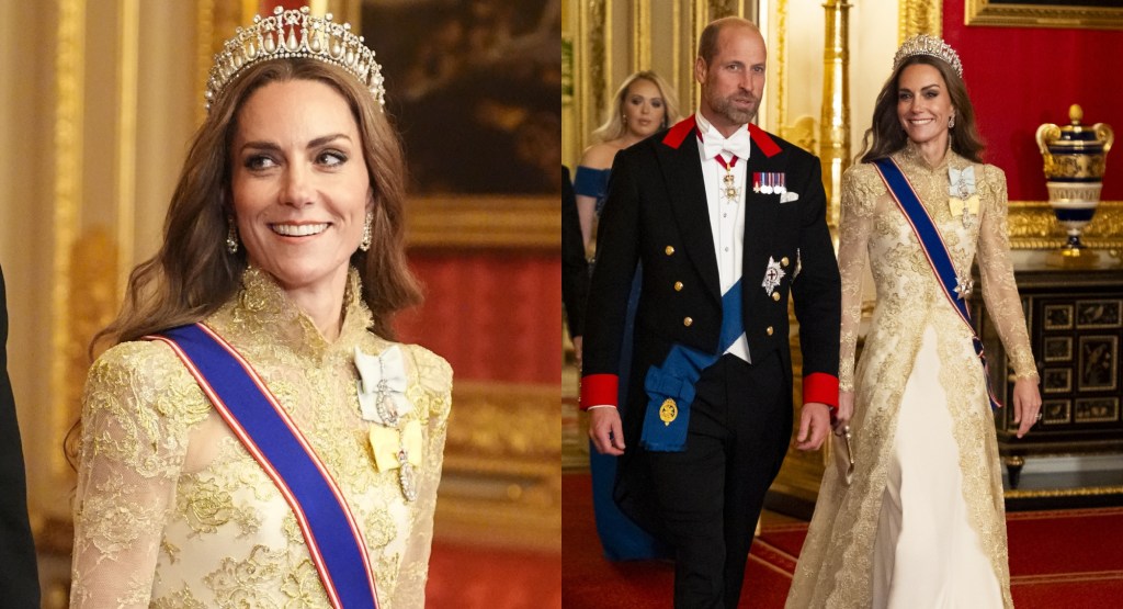 Kate Middleton Honors Princess Diana in Bespoke Phillipa Lepley Gown at State Banquet During ...