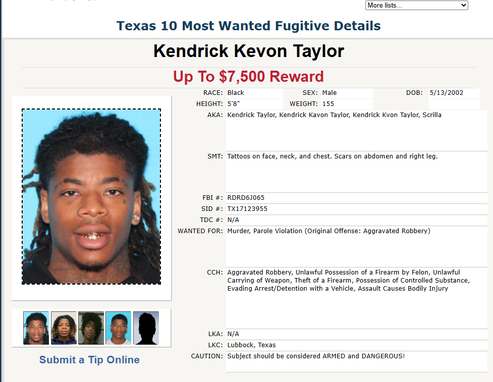 Lubbock murder suspect added to Texas DPS 10 Most Wanted list. Here's ...