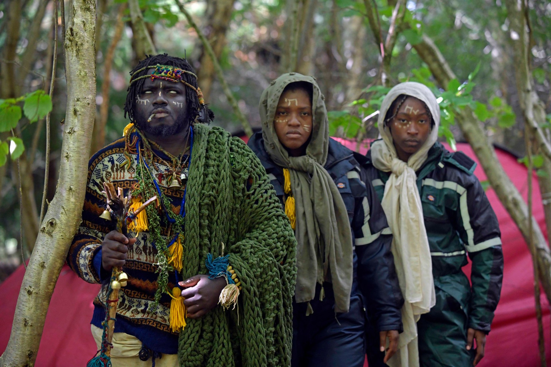 'African tribe' camping in Scottish woodland ignore se