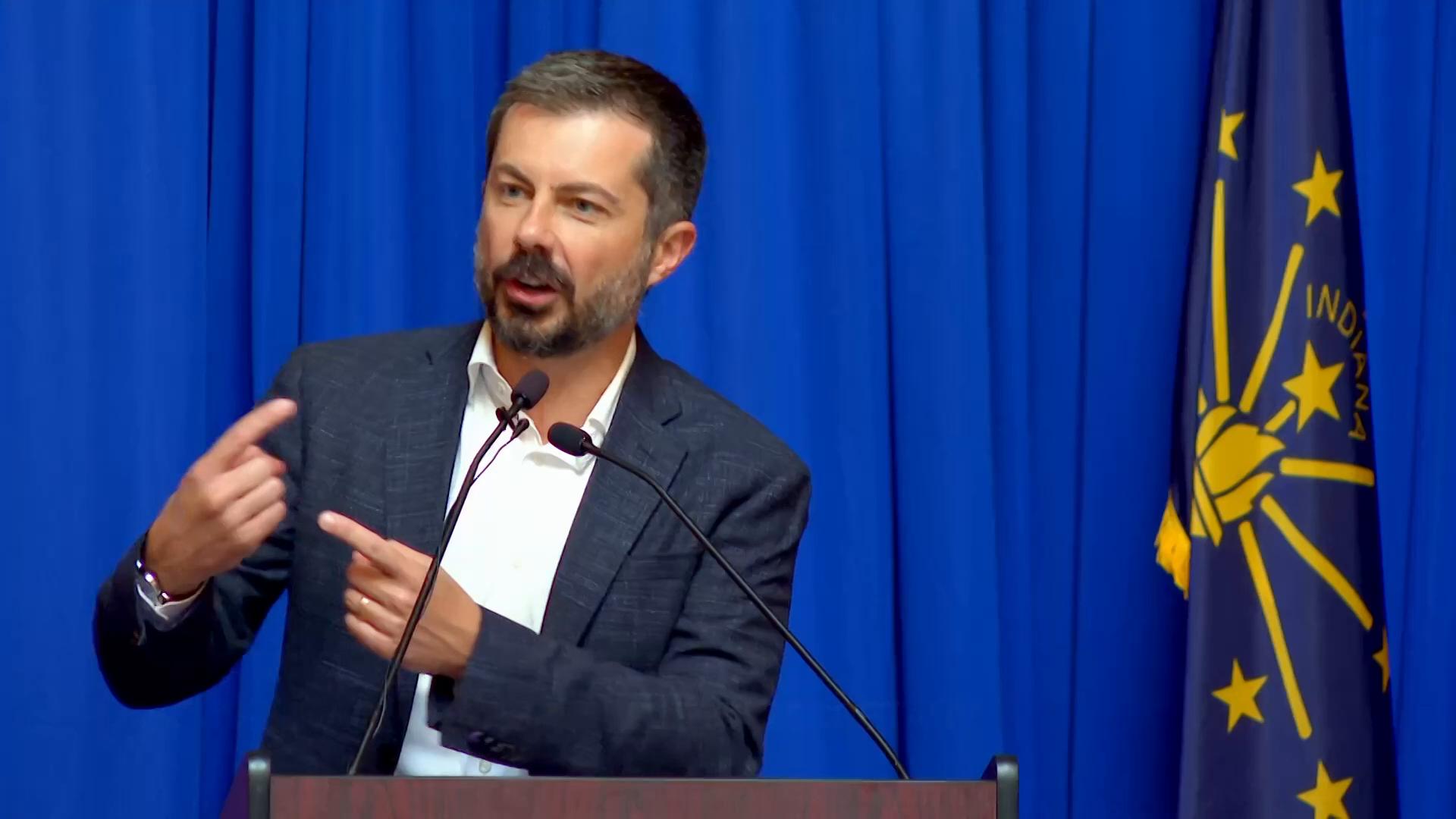 Pete Buttigieg returns to home state of Indiana to rally against ...