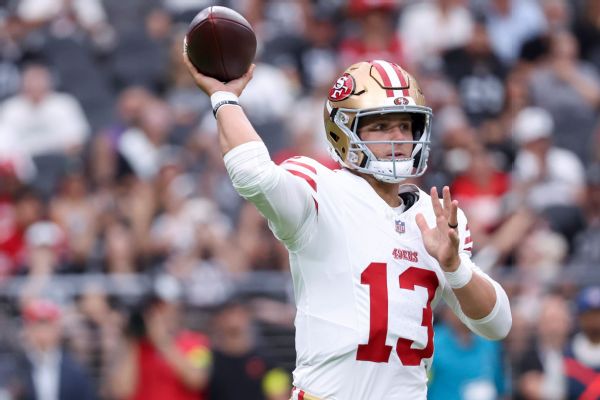 Niners' Purdy happy with progress, says 'we'll see' for Week 3