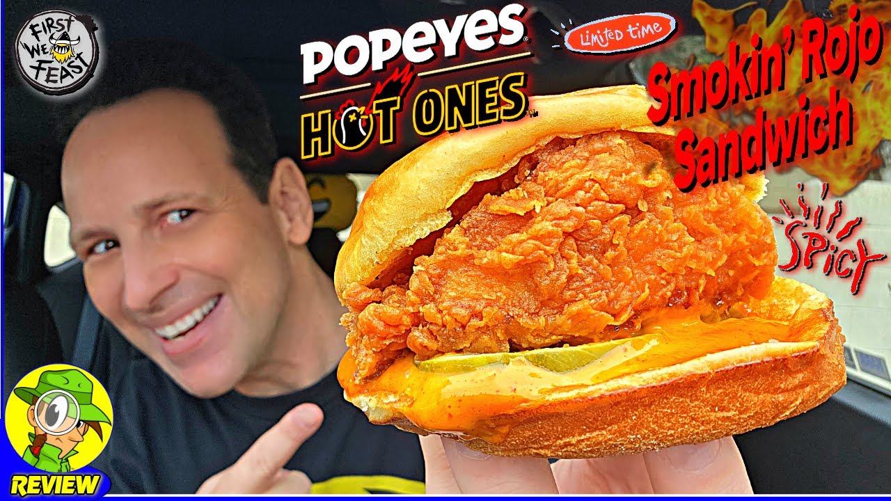 Popeyes® x Hot Ones™ Smokin' Rojo Chicken Sandwich Review Hot Collab!