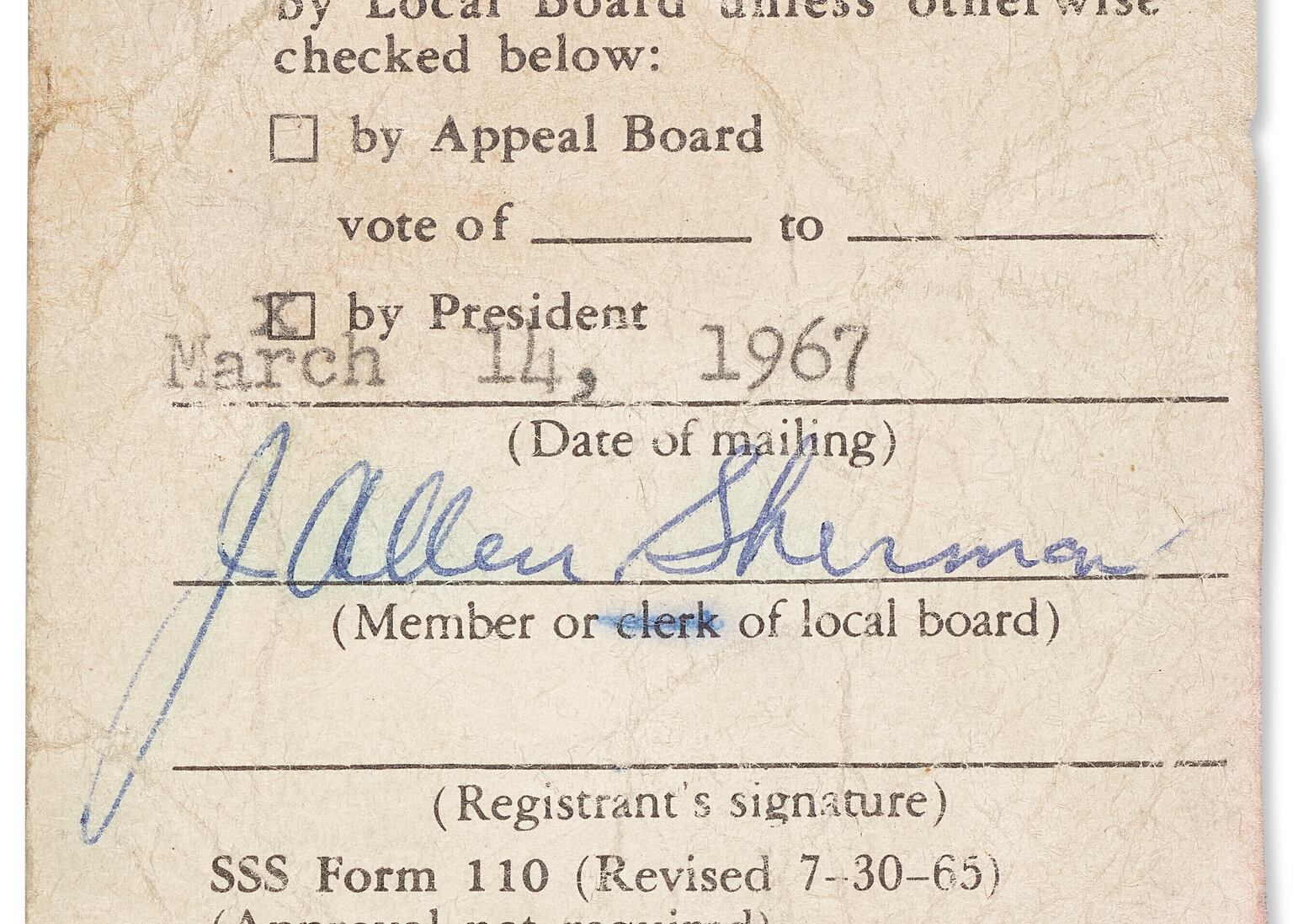 Muhammad Ali’s unsigned draft card to be auctioned
