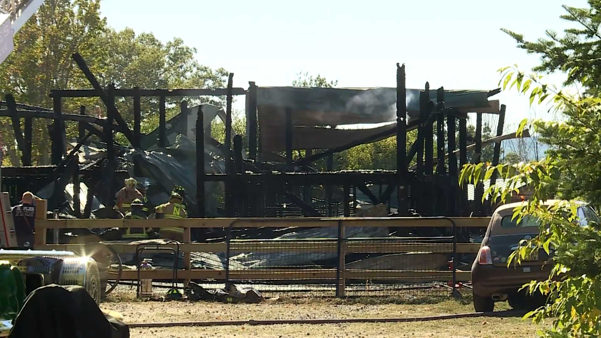 Equestrian center reports no injuries from fire that destroyed barn