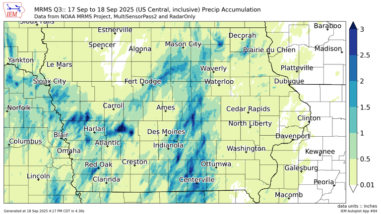 What are the highest rainfall totals in Iowa? Wednesday afternoon ...