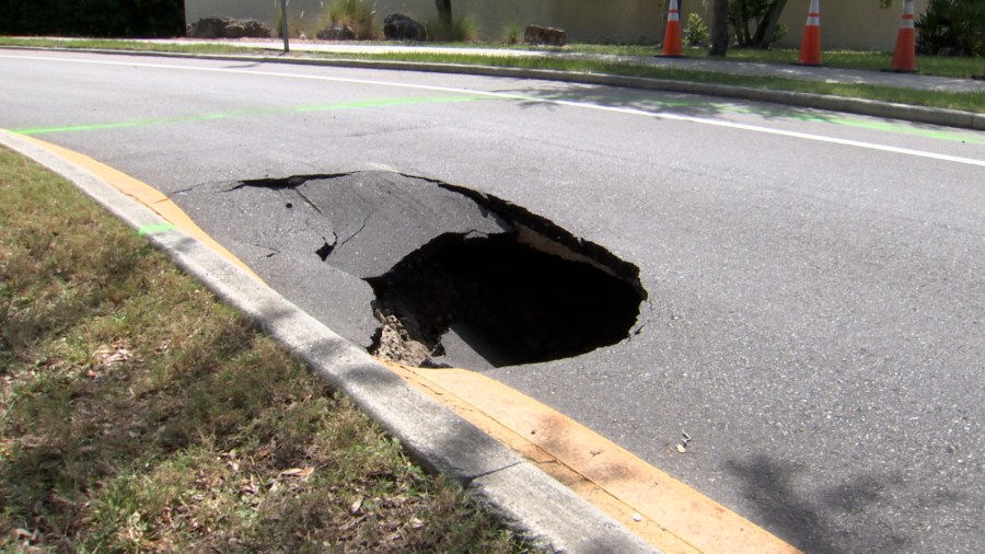 25-foot-wide depression opens in roadway in Pasco County, shuts down ...
