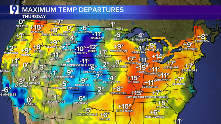 Thursday: Warmest temperatures in a month