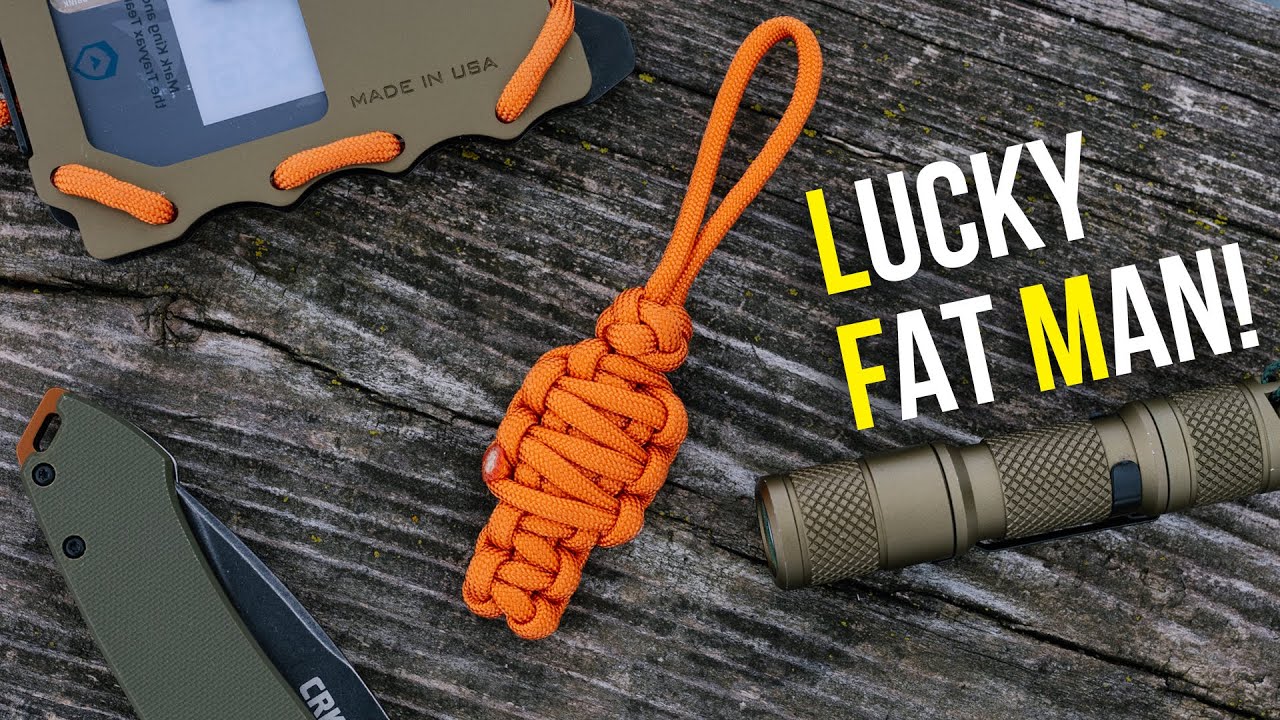 DIY mini paraflat man paracord lanyard zipper pull lucky fat man