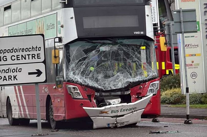 Bus front window smashed as collision in Cork causes major delays