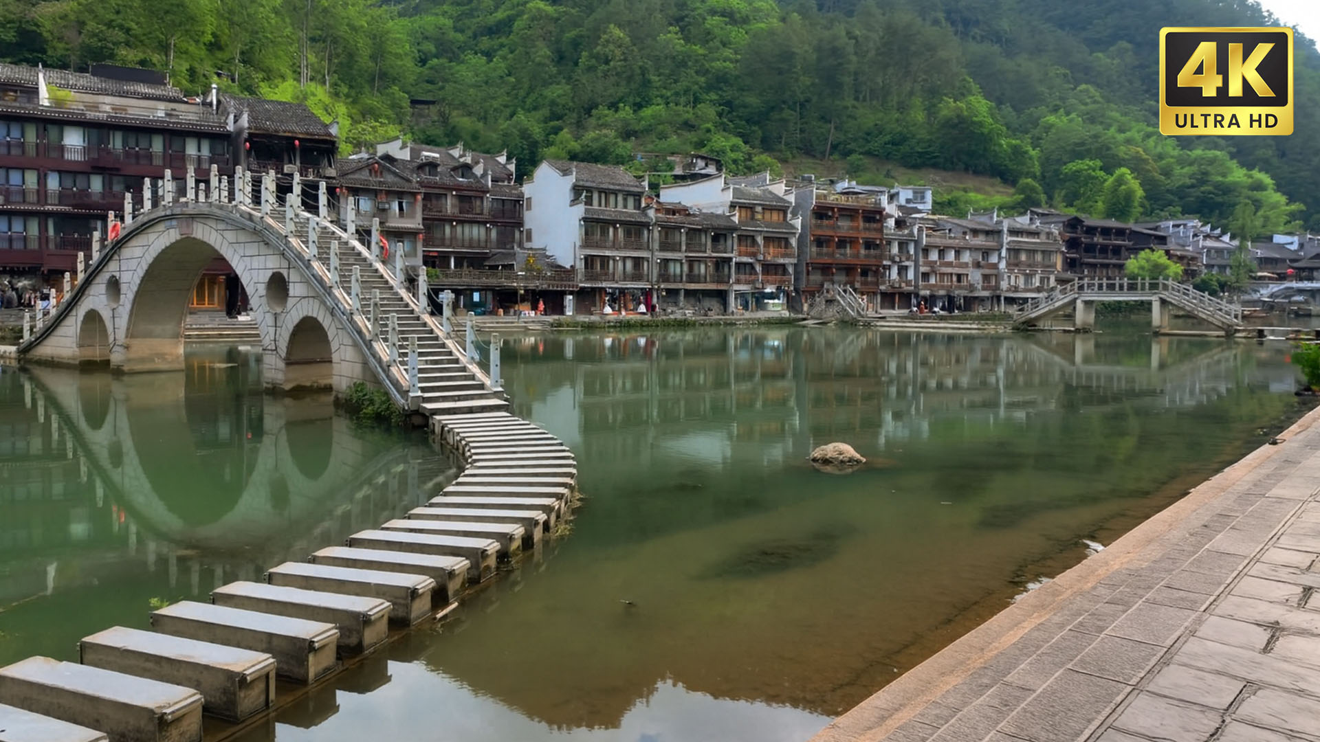 Phoenix Ancient Town Riverside Walk – China 4K