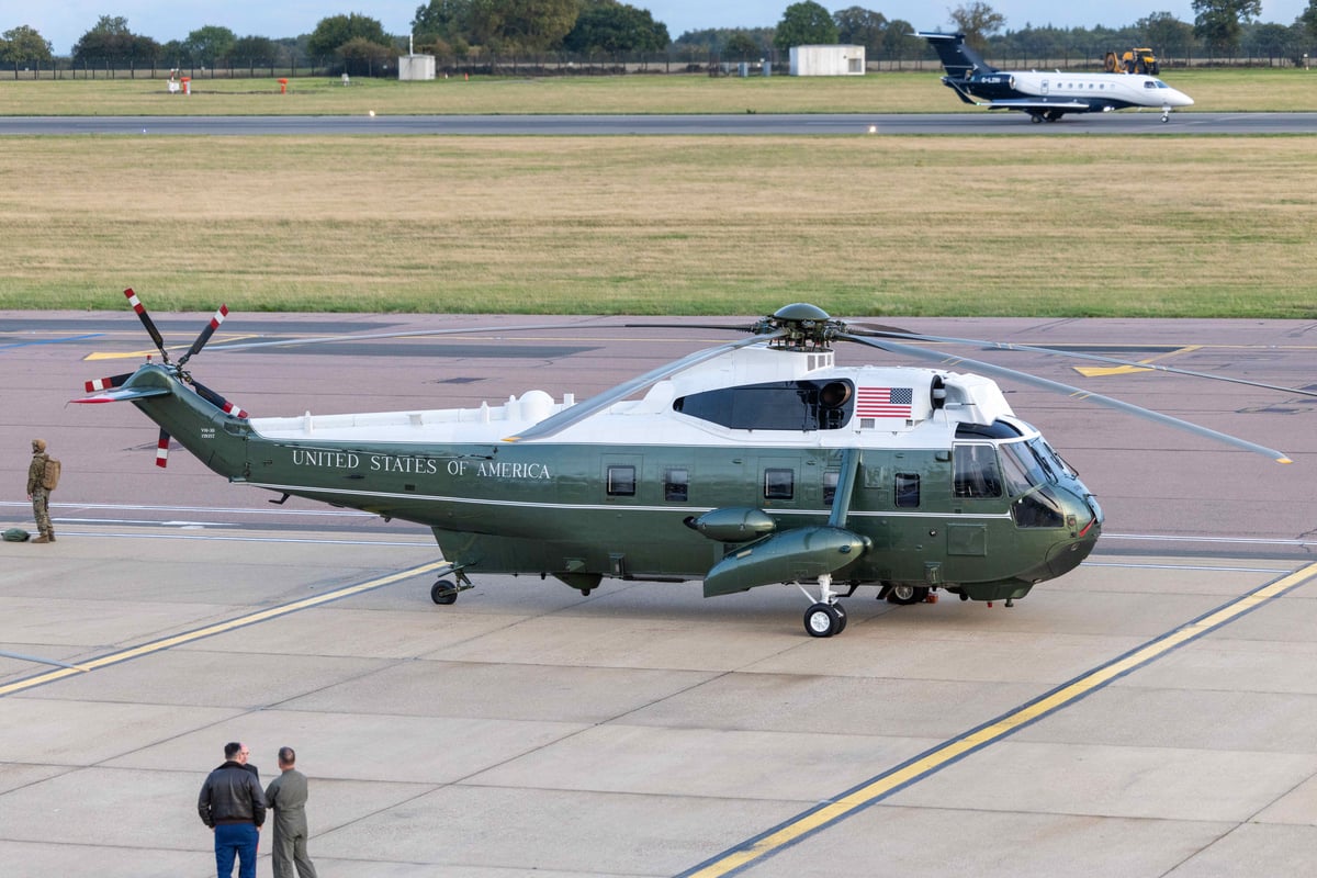 Donald Trump's helicopter makes emergency landing on way to Stansted ...