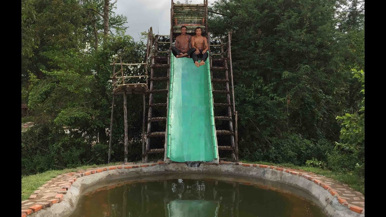 Underground Swimming Pool With New Water Slide Built by Bare Hand