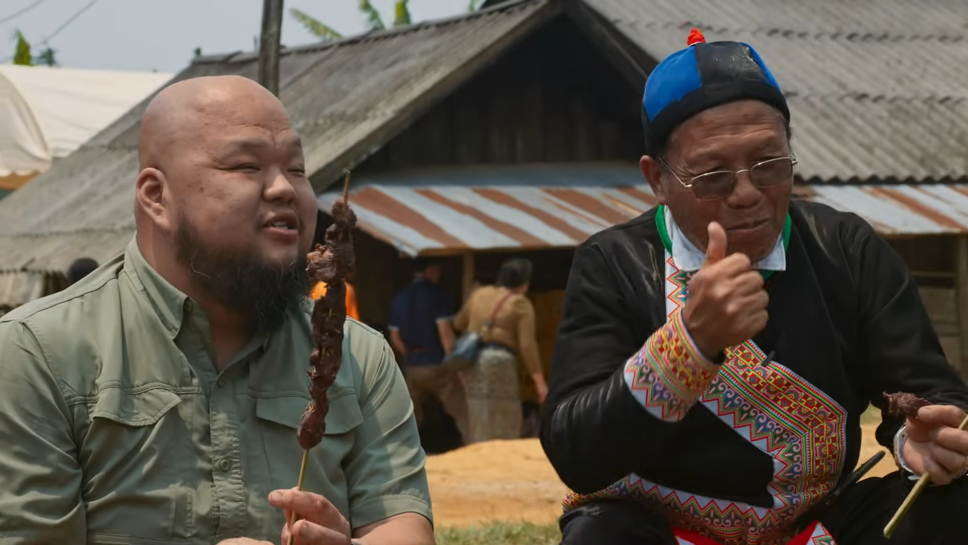 Cooking Hmong food in a US missile shell in Laos
