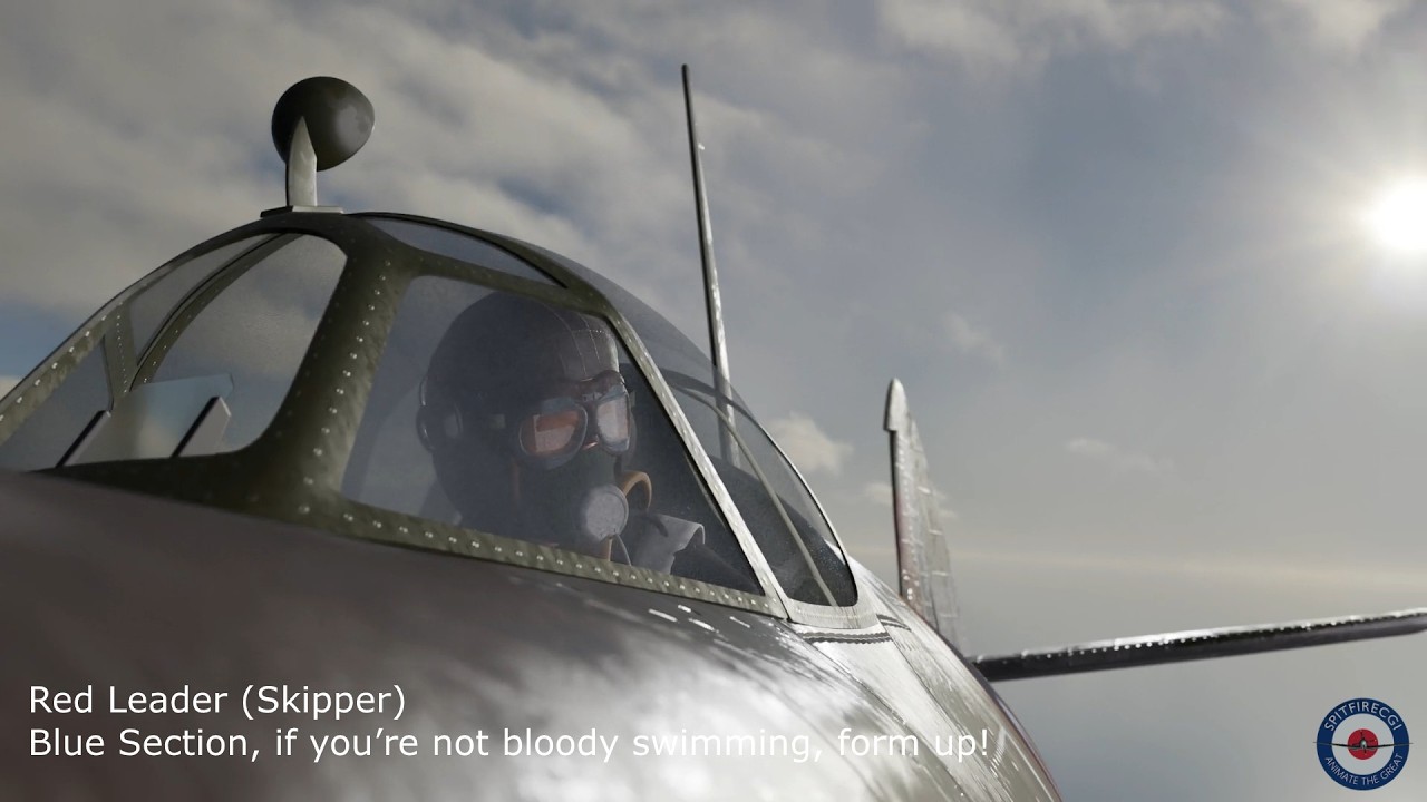 Spitfires in peril - engine failure over the Channel recreated in Blender