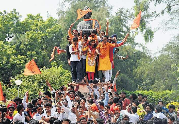 ABVP celebrates sweeping victory in DUSU elections amid 'vote chori ...