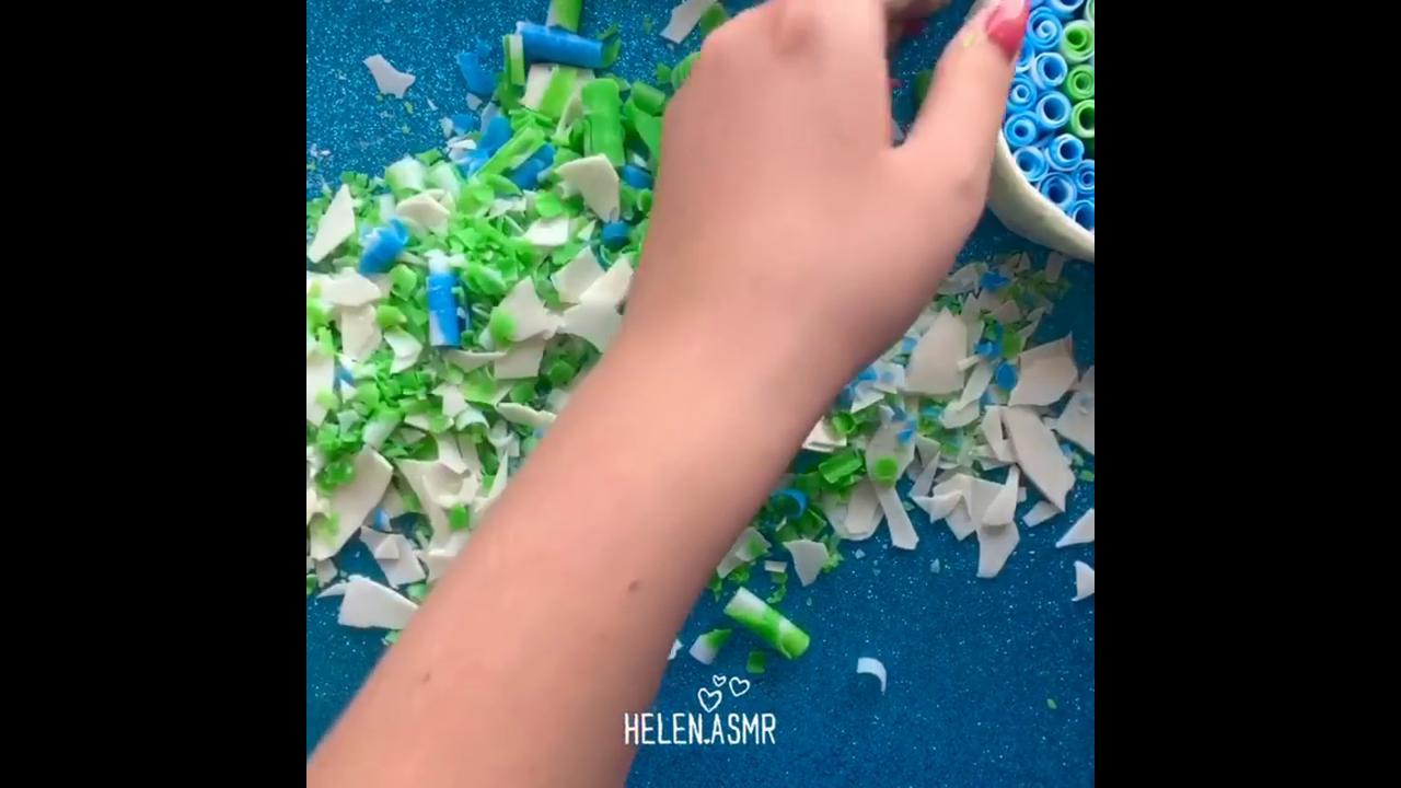 Satisfyingly Crushing Thinly Blue And Green Rolled Soaps