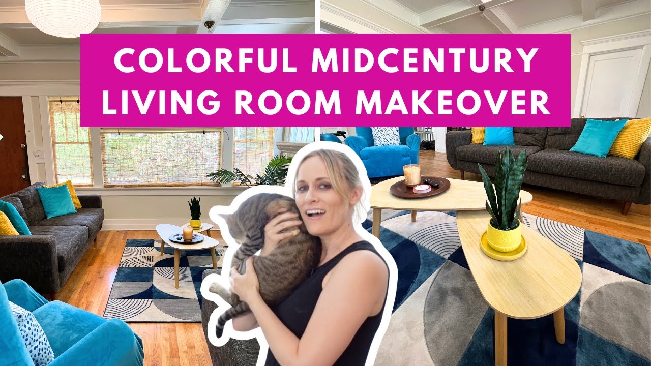 Make a vibrant midcentury-inspired living room pop with color