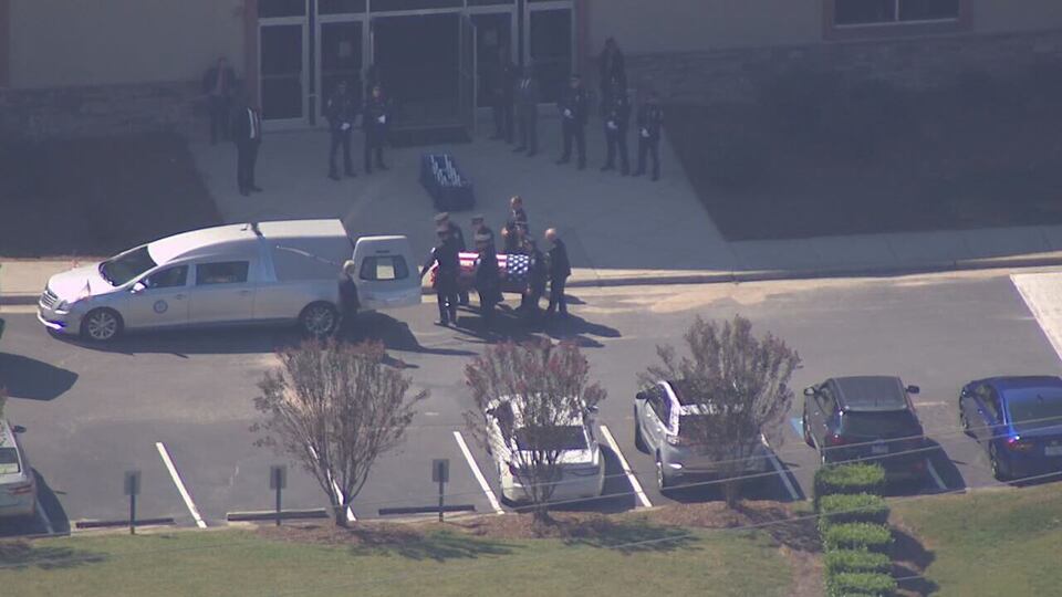 Funeral procession held for Officer Gabriel Stainback in Cornelius