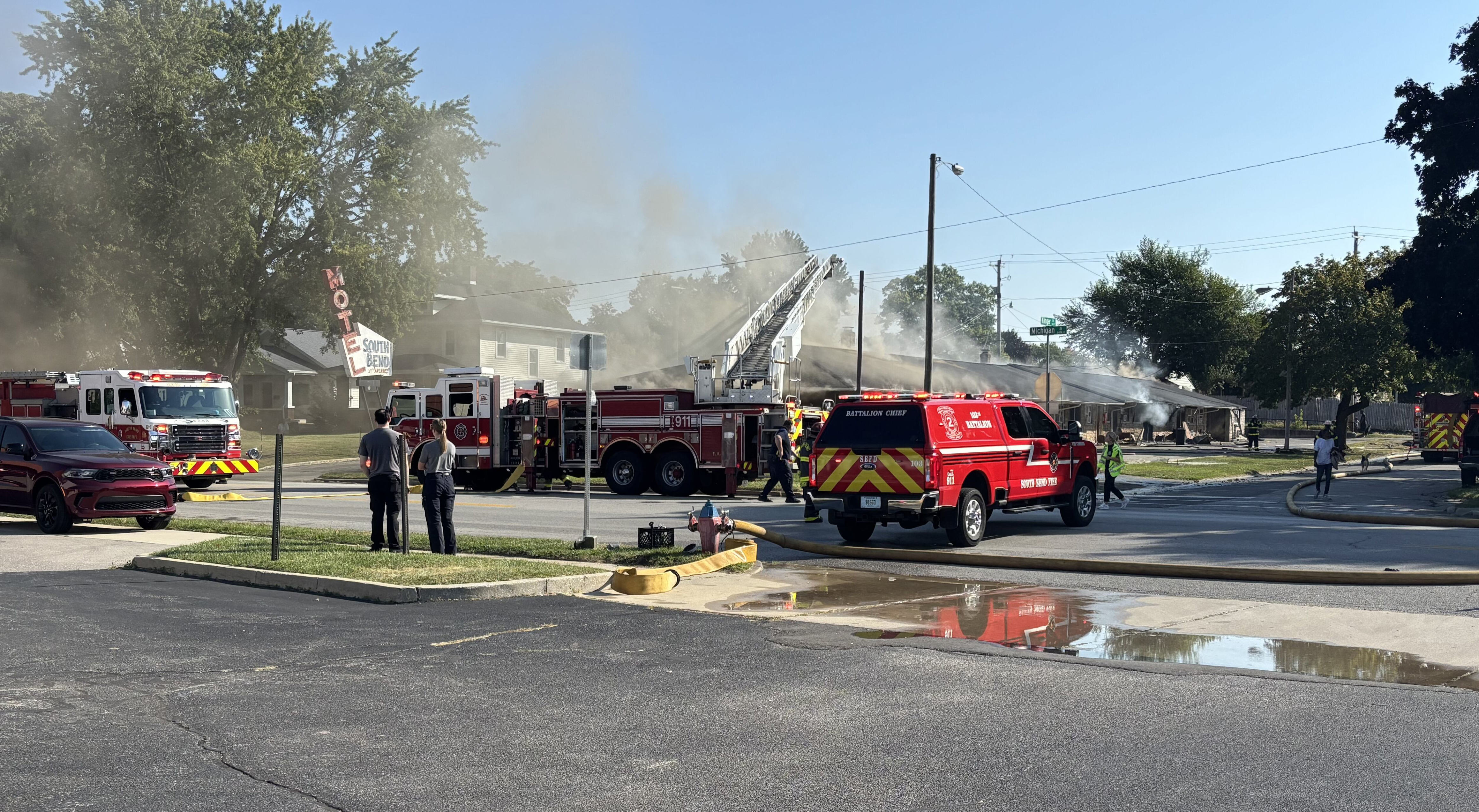 Crews battling fire at South Bend Motel