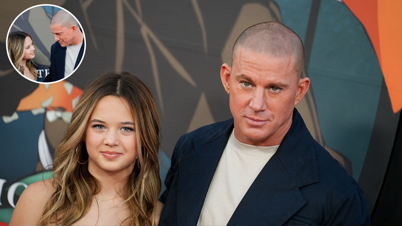 Channing Tatum and his daughter on the Demon Slayer red carpet