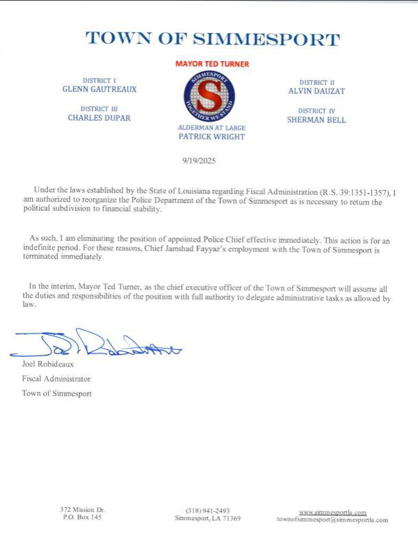 Simmesport Police Chief fired amid town clerk forgery investigation