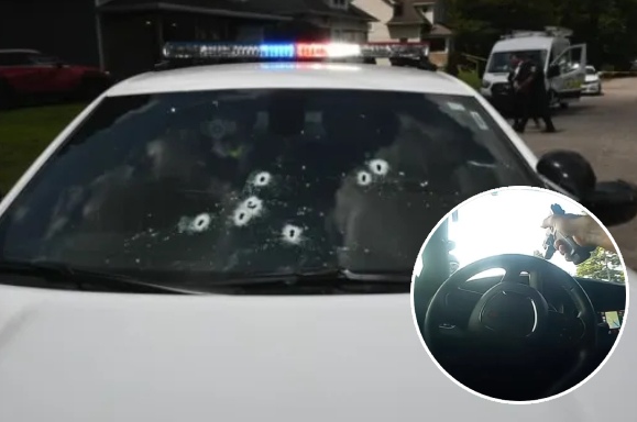 Video shows murder suspect shoot out IMPD squad car windshield before ...
