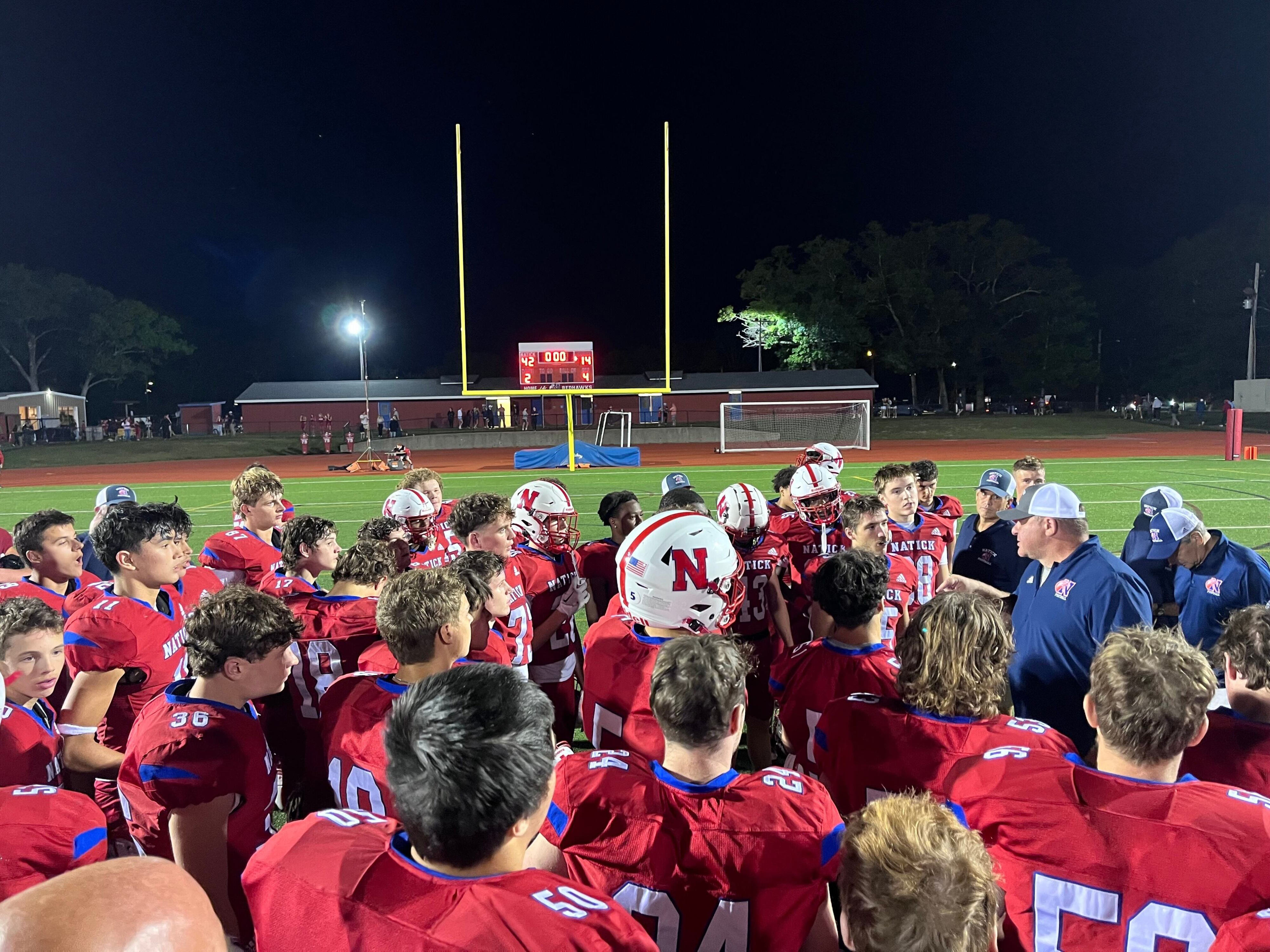 Natick football capitalizes on mistakes, runs past Walpole (video)