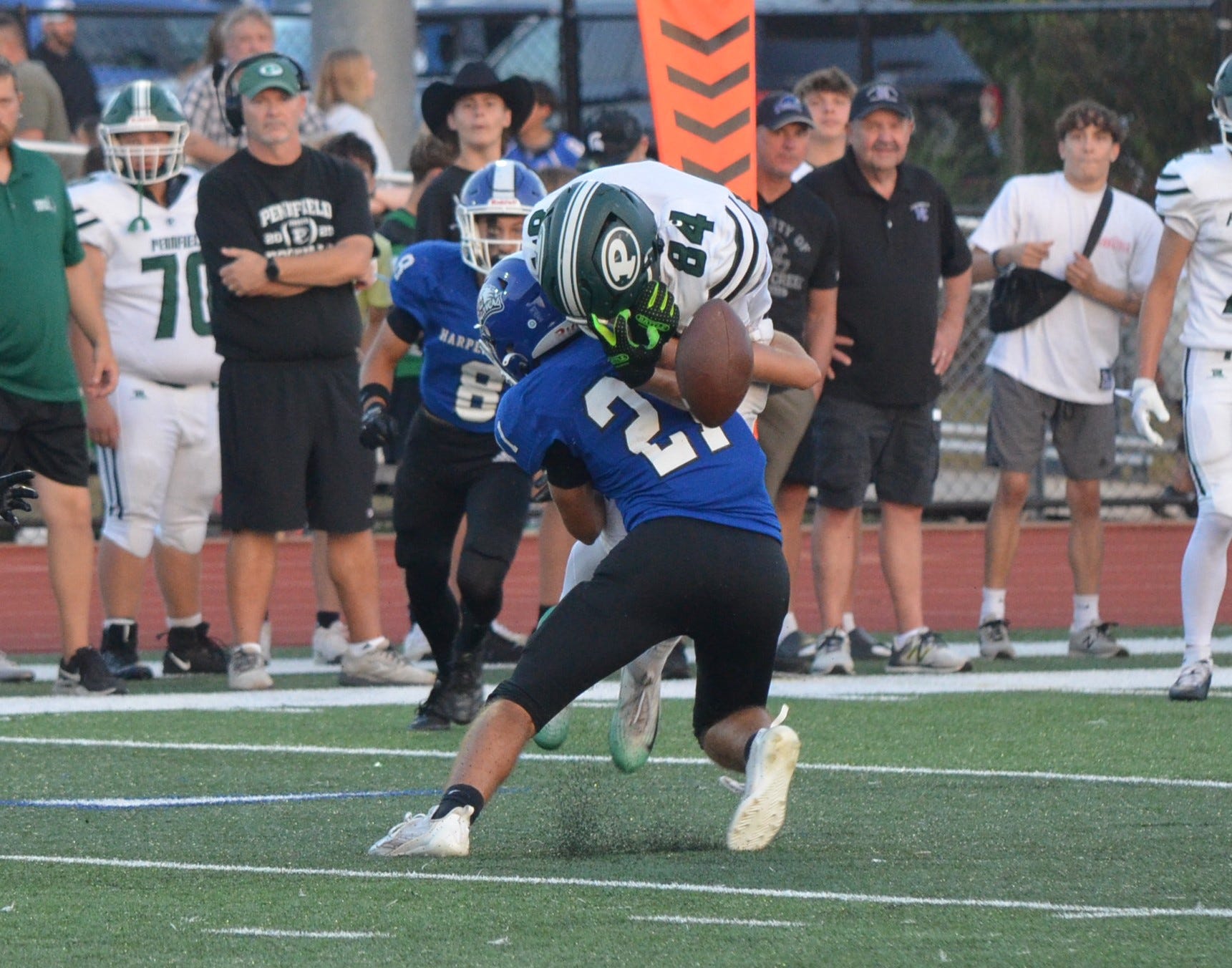 Ball hawking defense helps Harper Creek football dominate Pennfield in ...