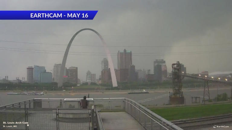Impact of the May 16 tornado on the Gateway Arch