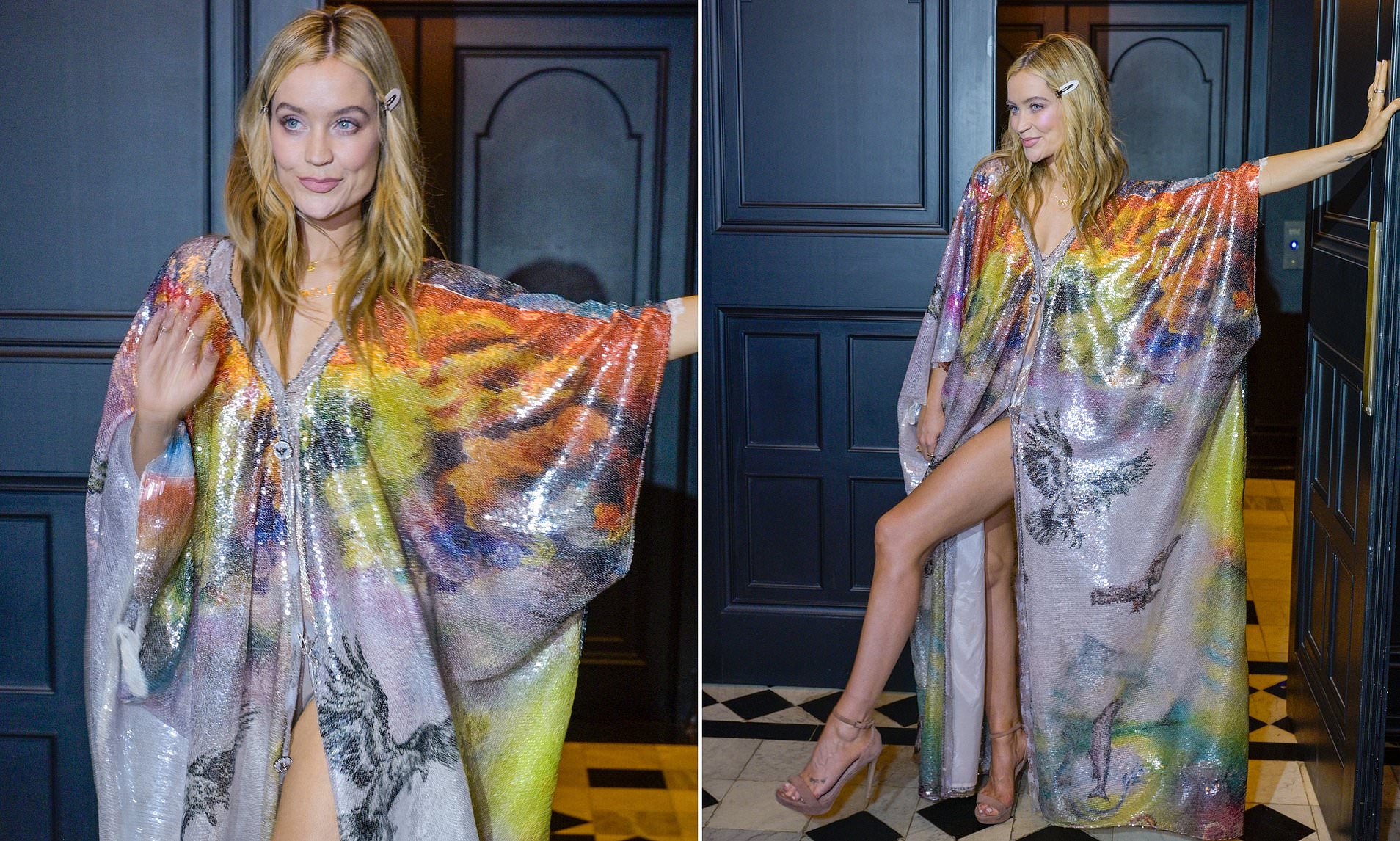 Laura Whitmore puts on leggy display in a sequined frock with a daring ...