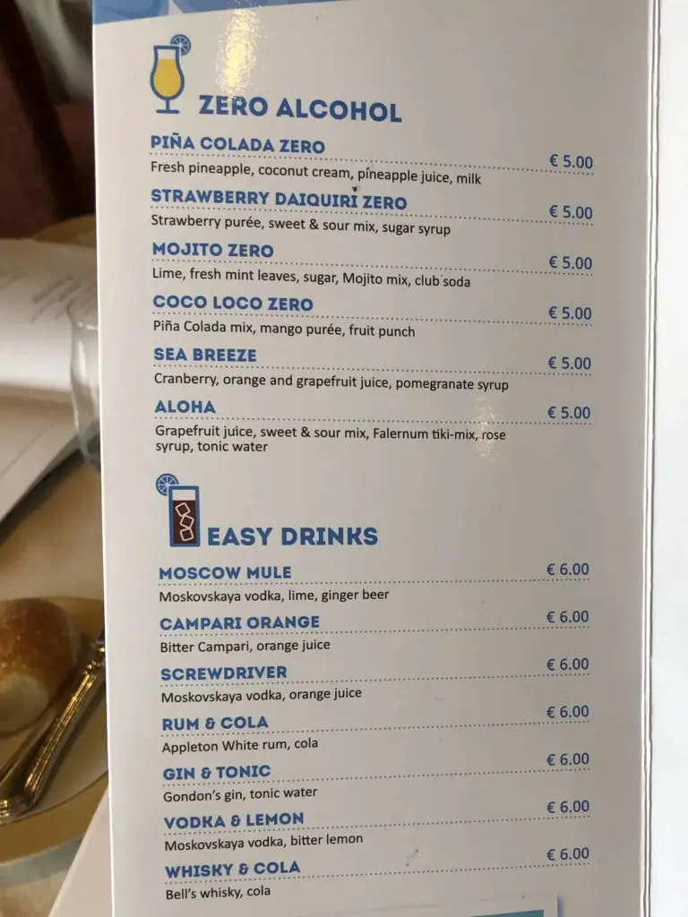 Everything you need to know about MSC Drink Packages Menus with Prices