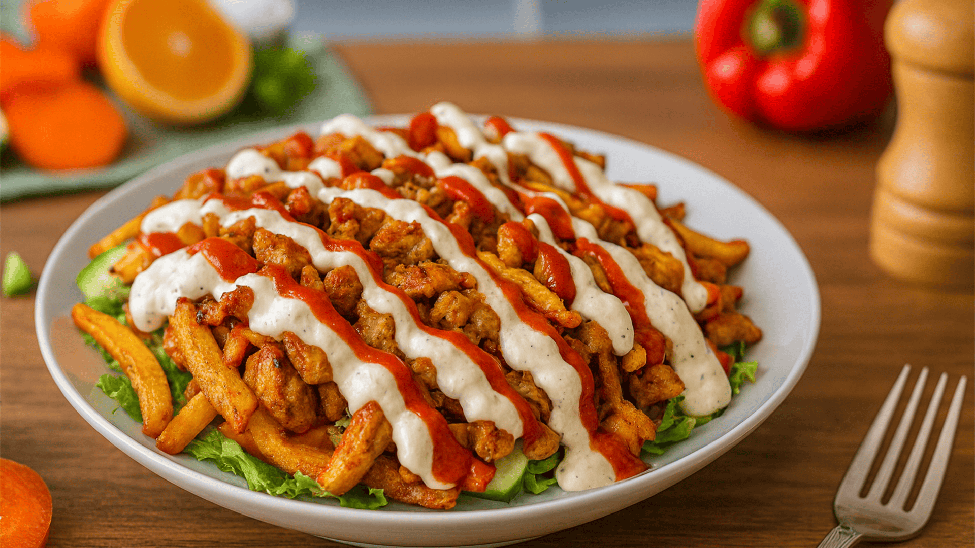 Chicken Kapsalon with Fries and Salad - Makkelijk Afvallen met deze ...