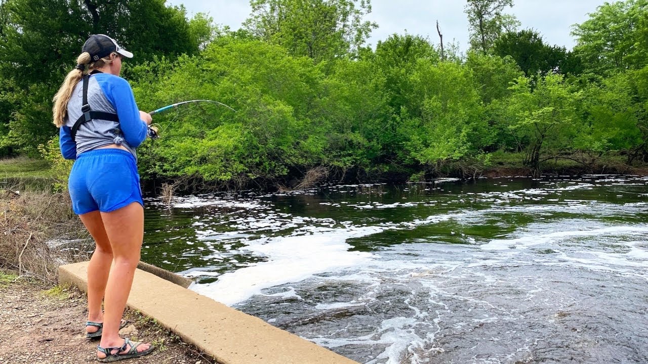 Ancient beasts loaded in flooded spillway nonstop big fish