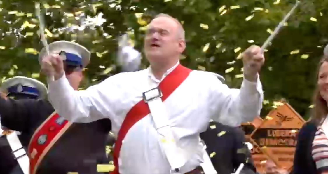 Ed Davey arrives for Liberal Democrats’ party conference with a ...