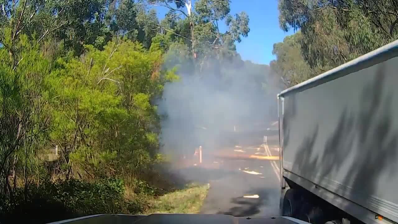Extremely Close Call With Semi On Narrow Road