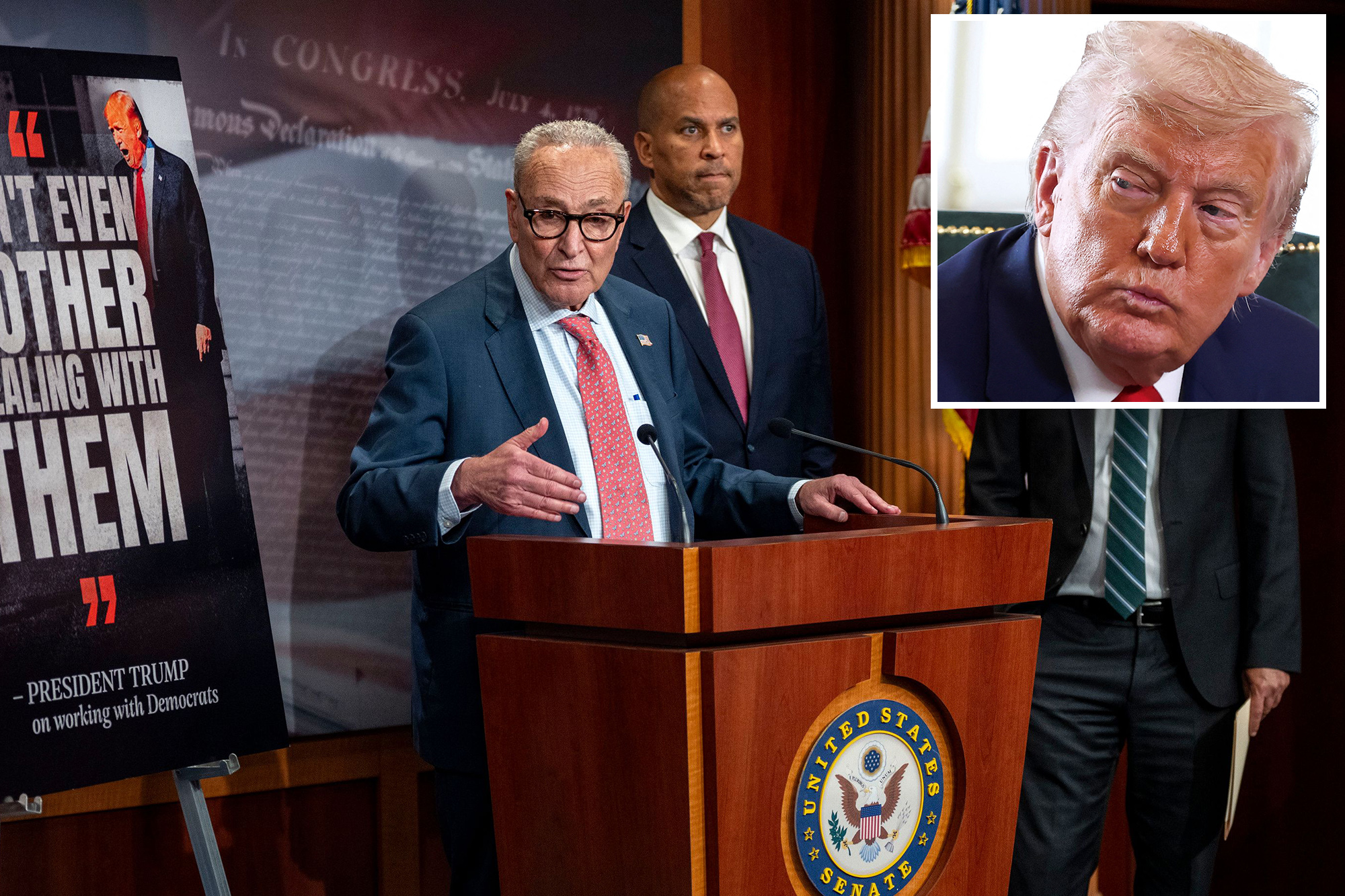 Chuck Schumer and Hakeem Jeffries ‘demand’ meeting with Trump after ...