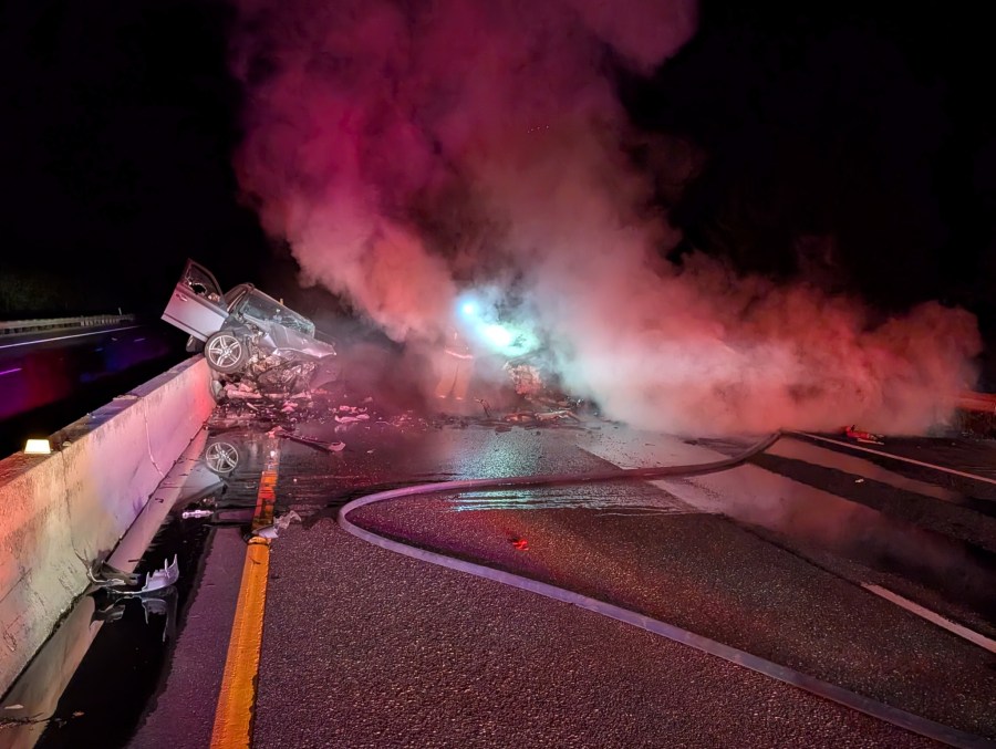 Tesla ‘fully engulfed’ in flames, dead driver ID’d after wrong-way I-84 ...