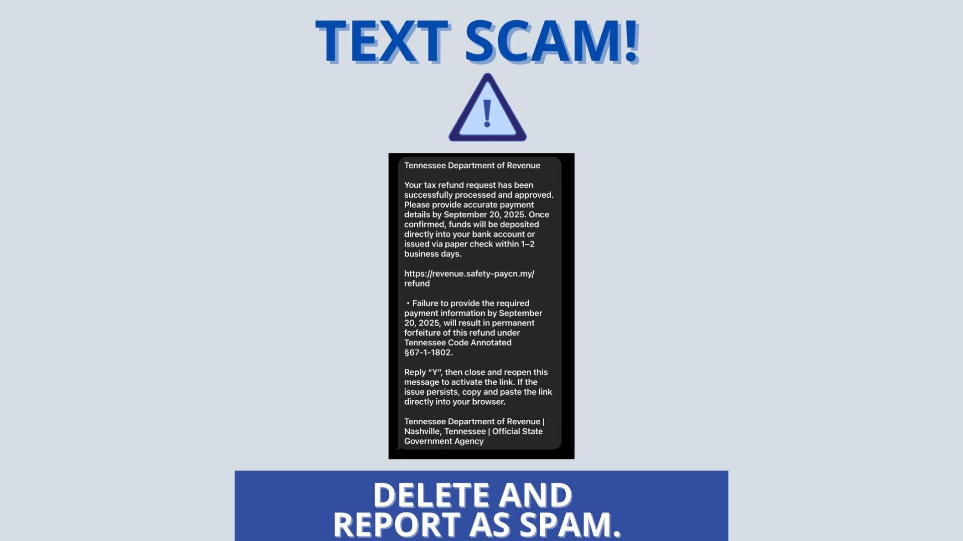 ‘Delete and report as spam.’ Tennessee warns of refund text message scam