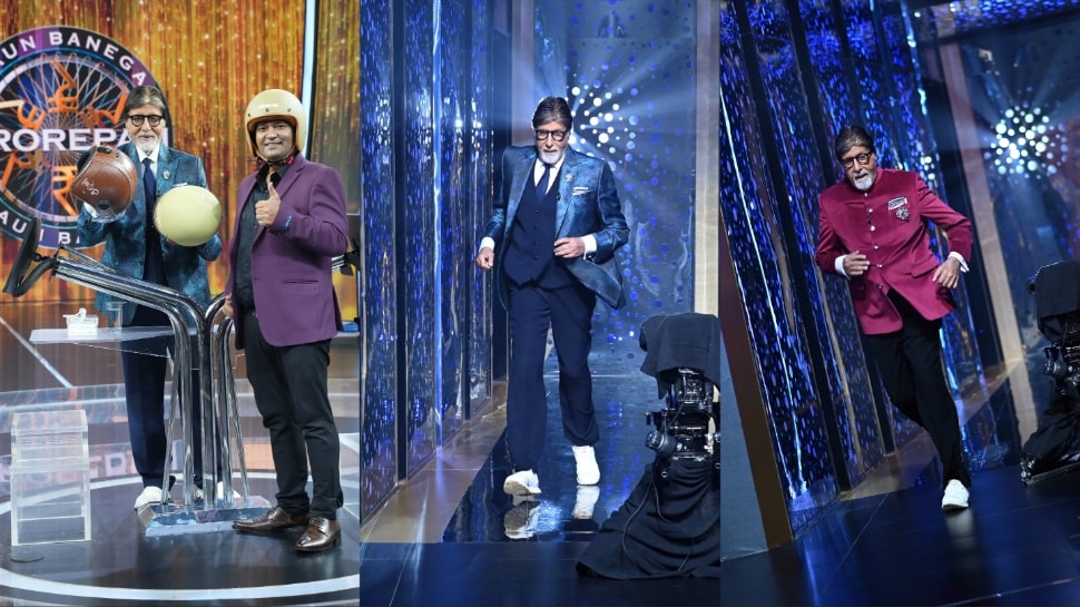 Amitabh Bachchan honours 'Helmet Man of India' Raghvendra Kumar on KBC ...