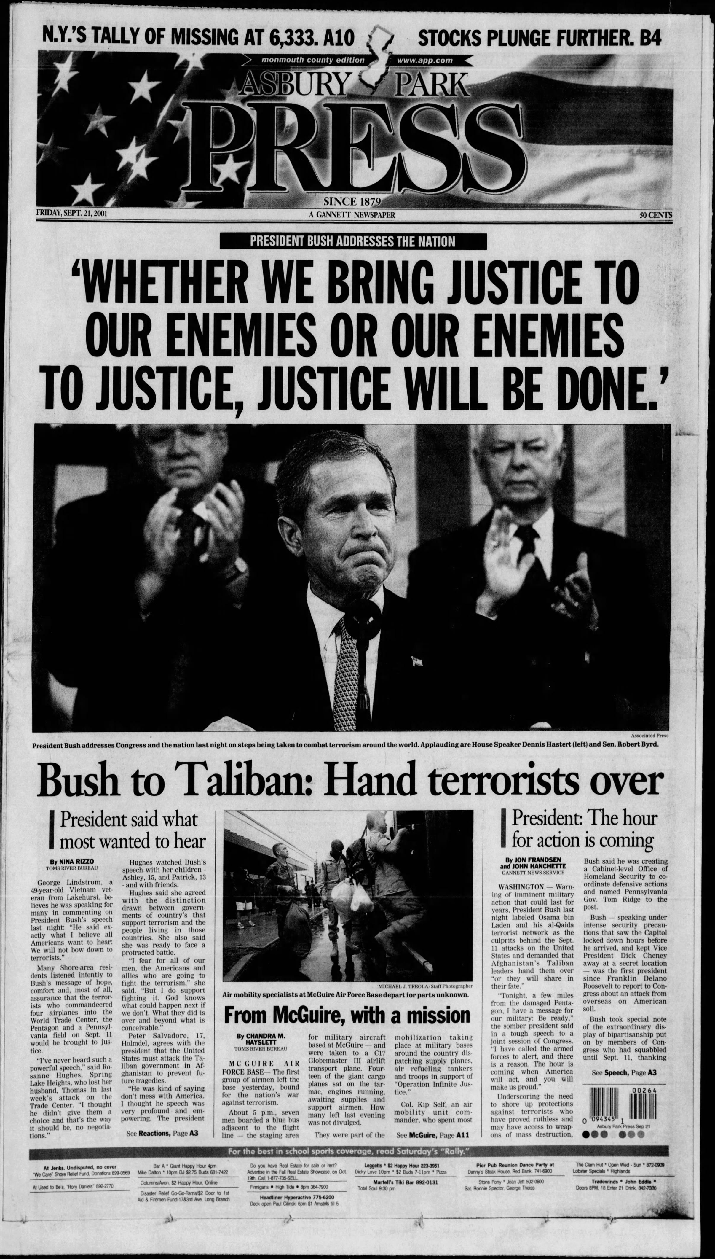 Nine days after 9/11, the ‘War on Terror’ begins: From the Asbury Park ...
