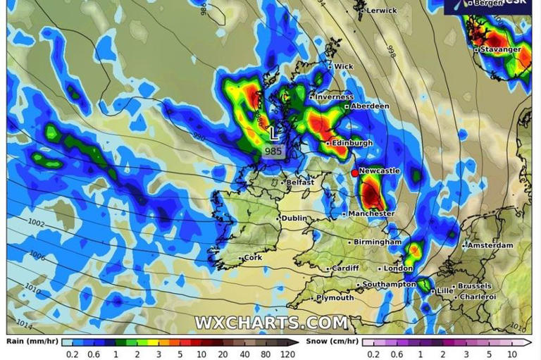 Weather map shows exactly when North East will be hit by heavy rain ...