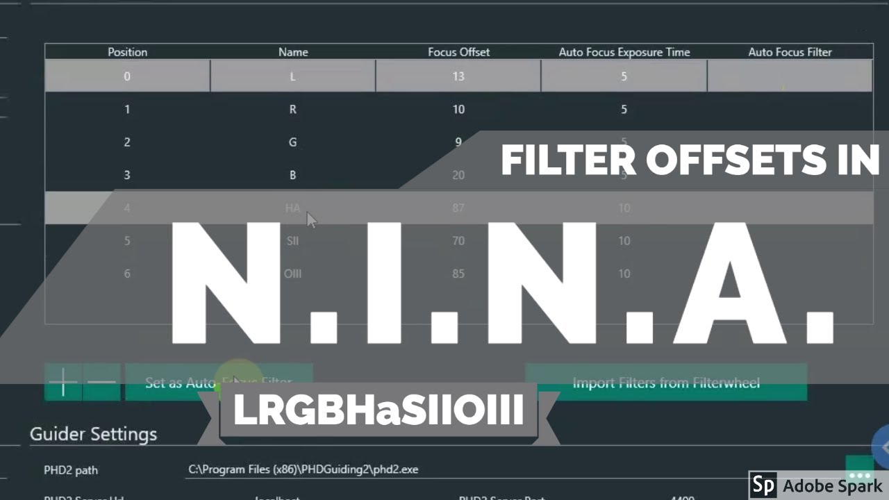 How to Configure Filter Offsets in NINA – Step-by-Step Guide