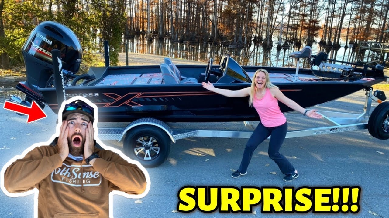Husband surprised with dream boat during river fishing