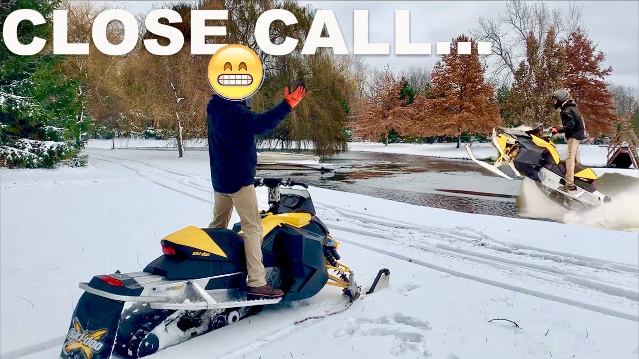 FIRST SKIP ON NEW SNOWMOBILE!!! ALMOST GONE BAD...