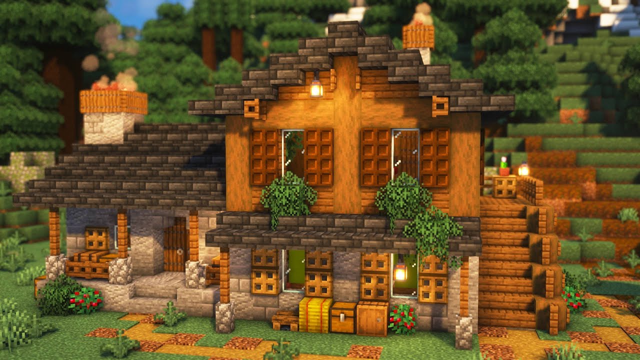 Minecraft Large Spruce Log Cabin Build
