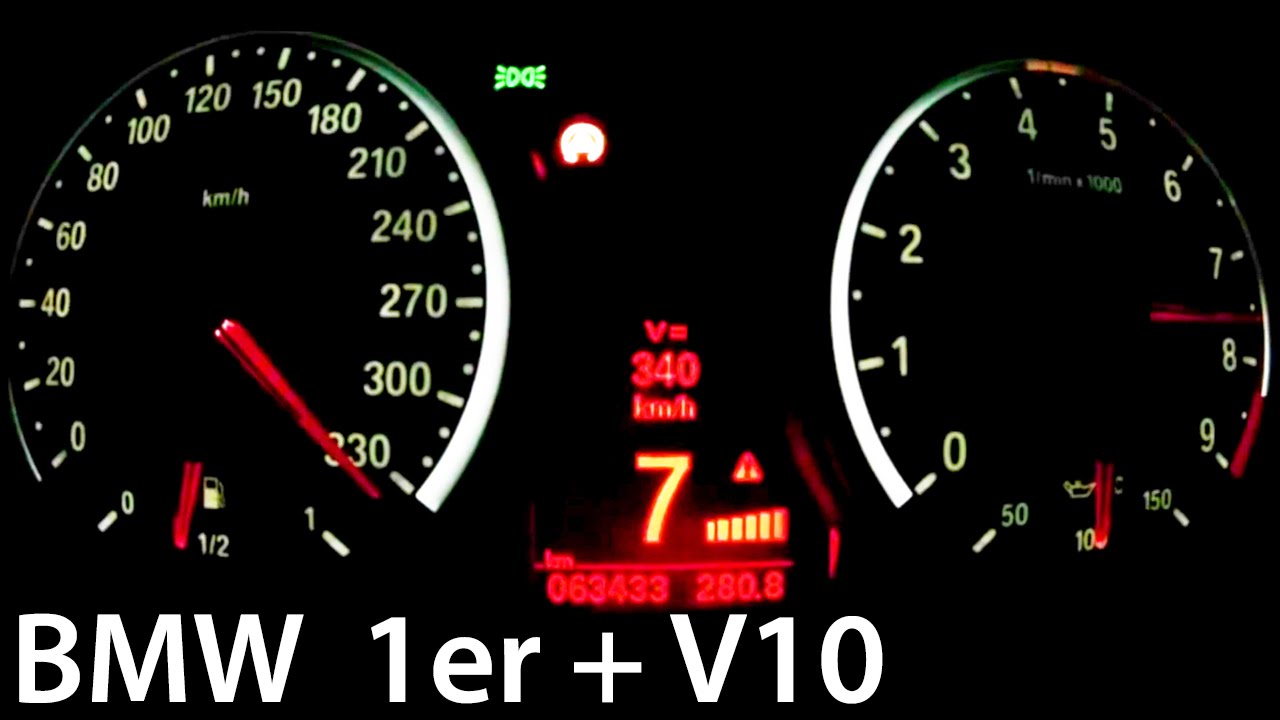 BMW 150i E82 V10 – 0–340 km/h auf der Autobahn