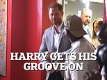 Harry gets his groove on... Duke shows off moves at recording studio
